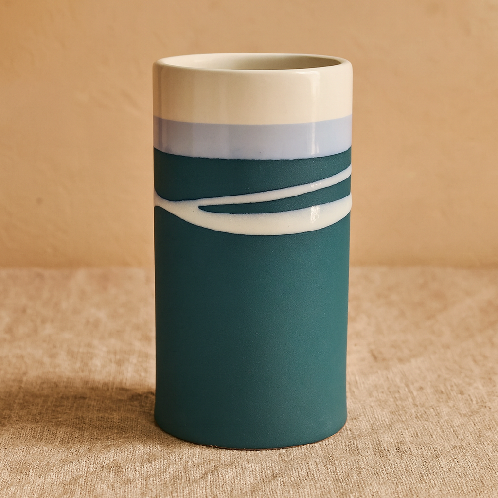 Paul Maloney Pottery Teal Stem Vase by Tipperary Crystal – Tierneys Gifts
