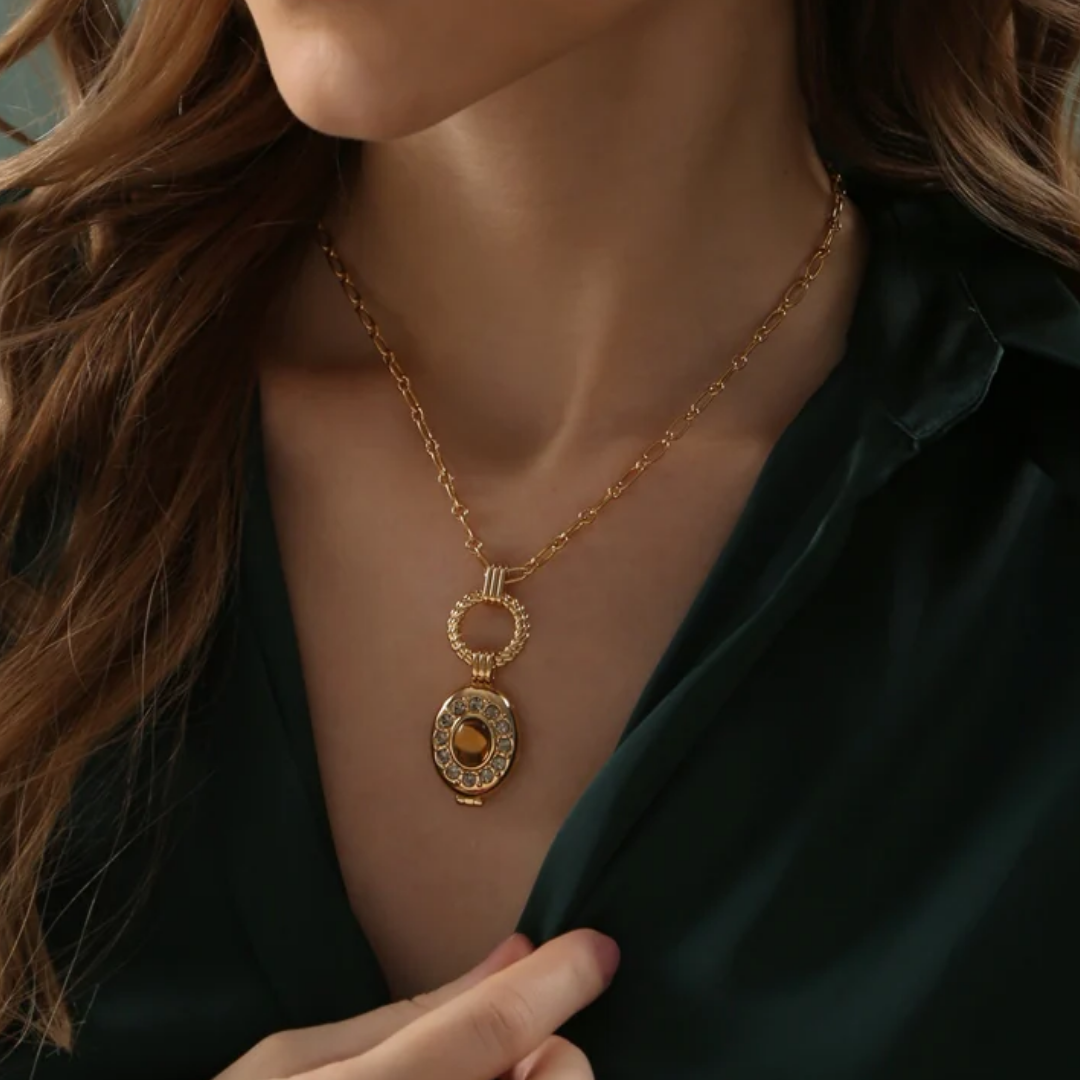Newbridge Gold Plated Locket with Topaz Stone – Tierneys Gifts