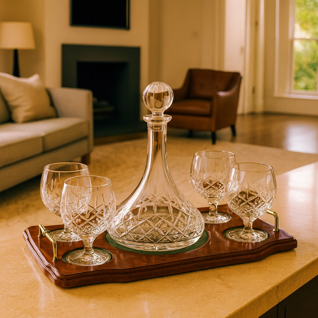 Galway Crystal Longford Miniature Brandy Decanter Tray Set - Engravabl ...